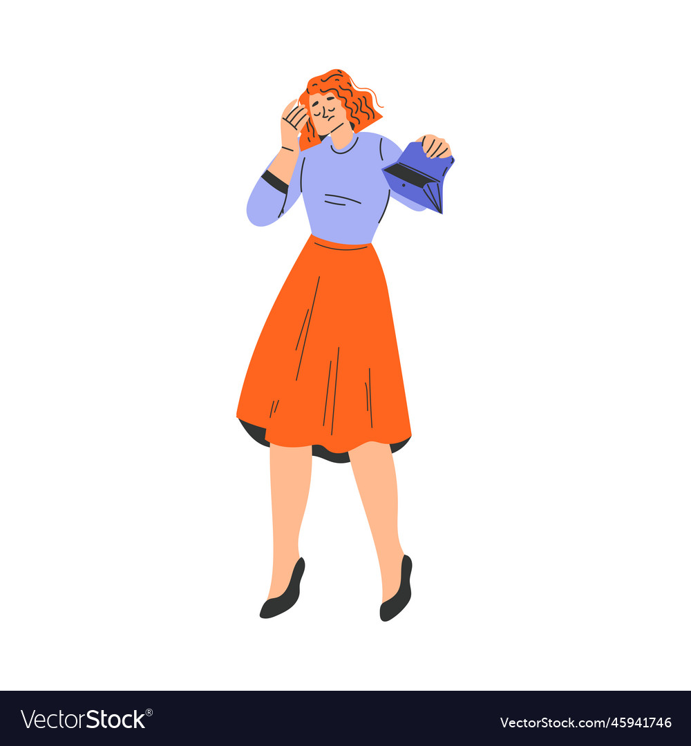 Poor Woman Character With Empty Wallet Having Vector Image poor-woman-character-with-empty-wallet-having-vector-image