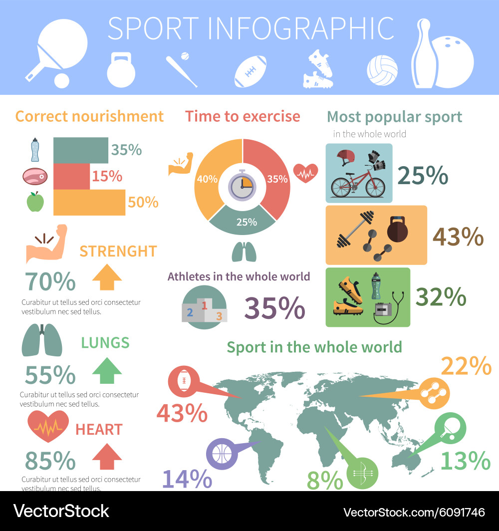 Popular sport infographic report print Royalty Free Vector