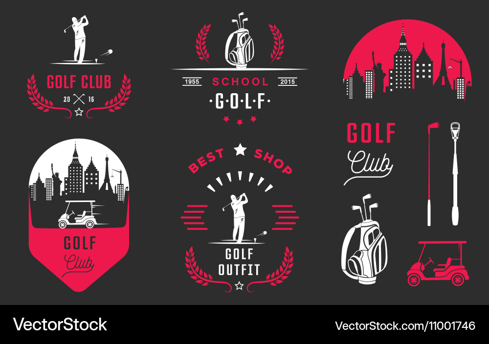 Set of golf logo labels and emblems Royalty Free Vector