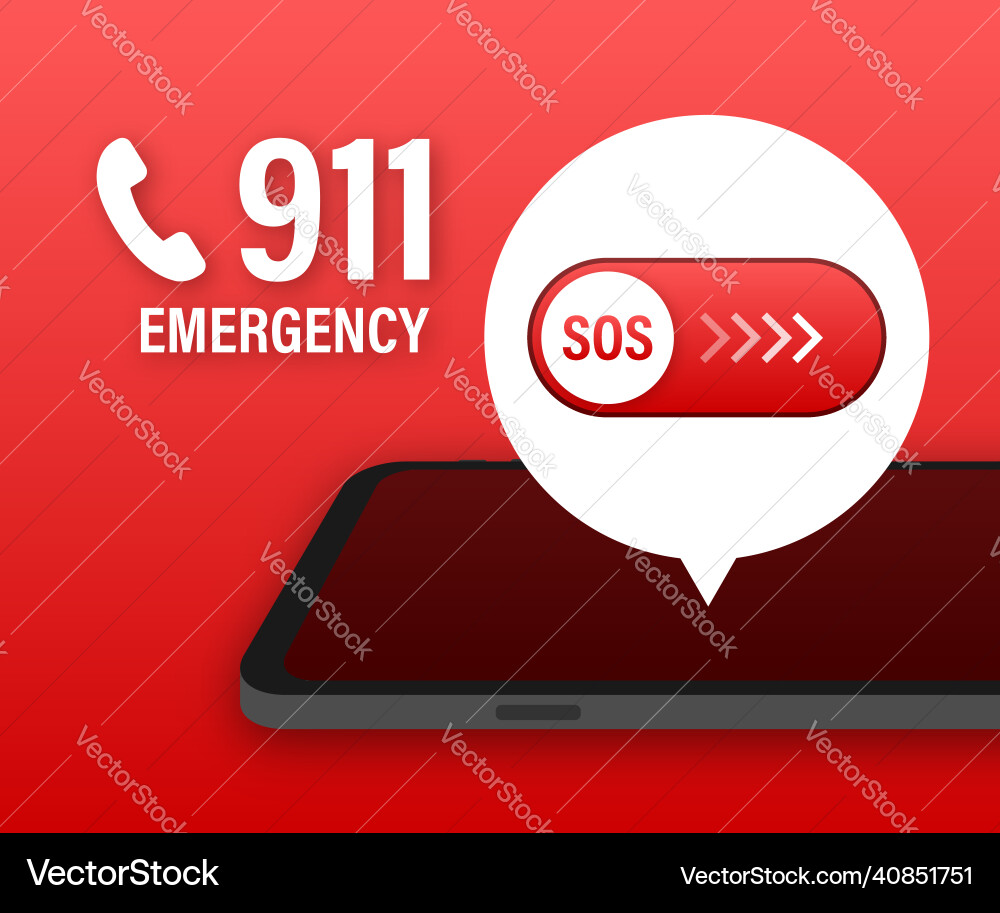 911 smartphone in flat style call icon Royalty Free Vector