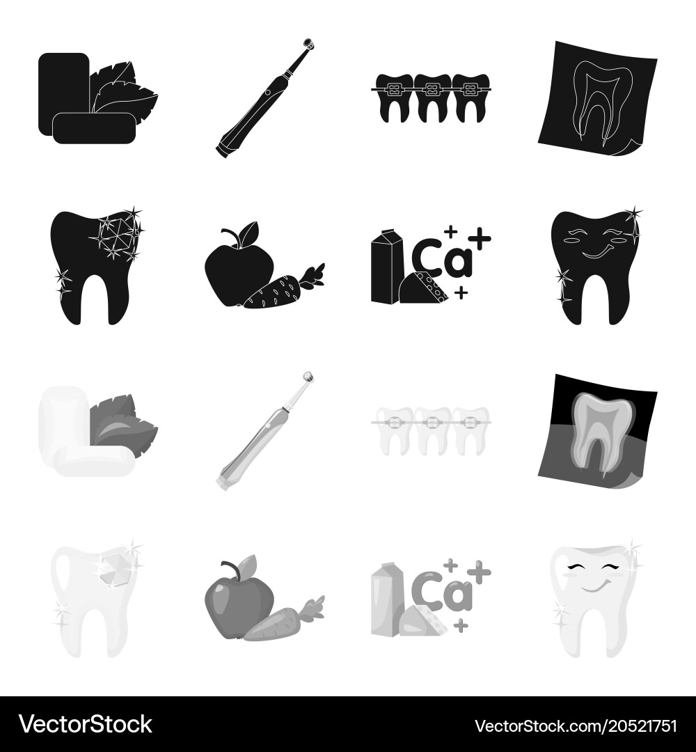 A tooth with brilliant sparkling an apple Vector Image