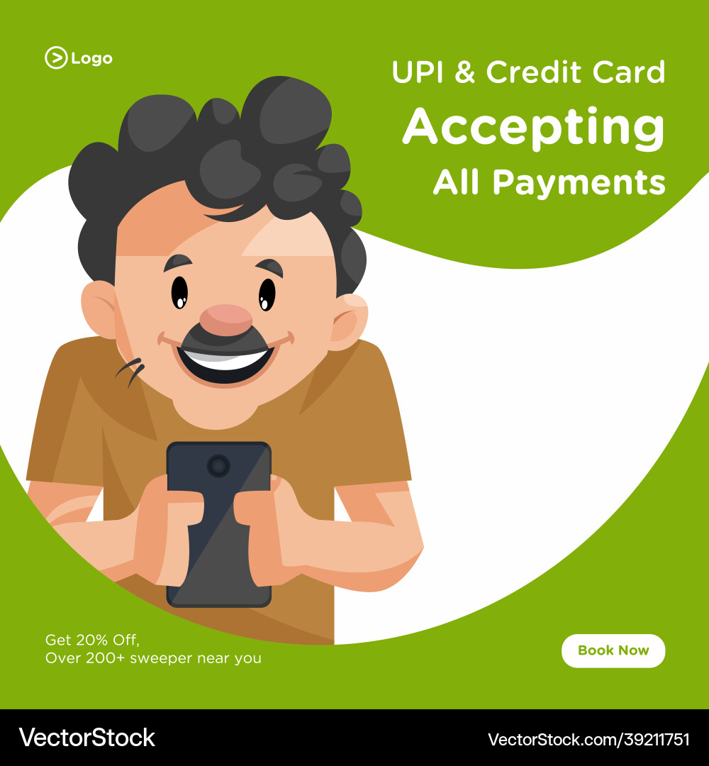Banner design of accepting all payments Royalty Free Vector