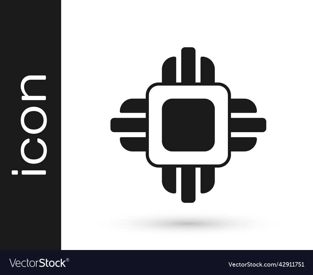 Black computer processor with microcircuits cpu Vector Image