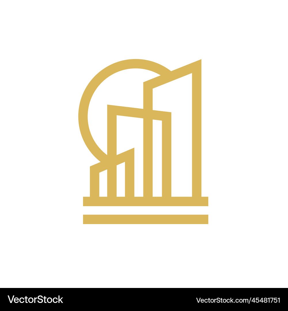 Building logo template in line art style Vector Image