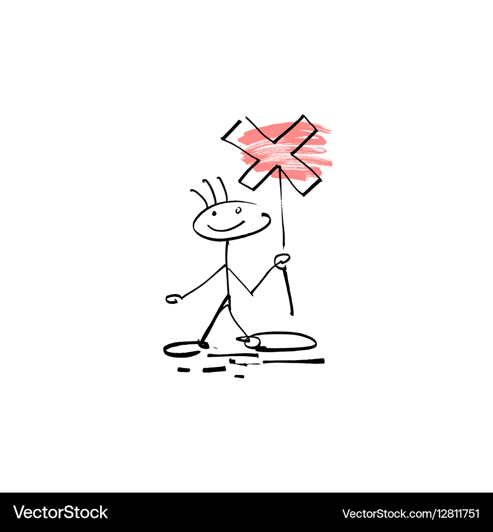 Hand drawing sketch human smile stick figure Vector Image