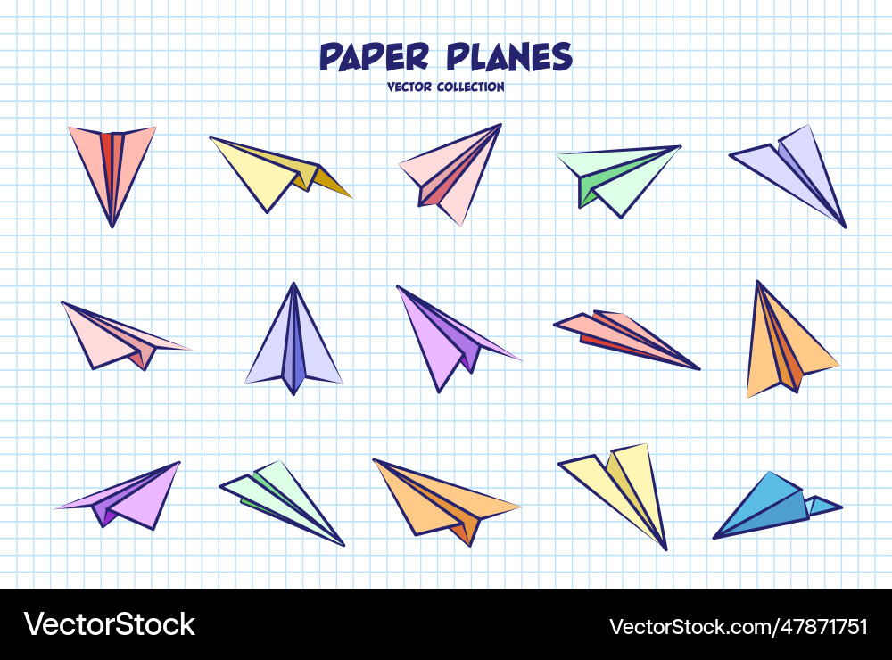 Hand drawn planes on checkered paper sheet school Vector Image
