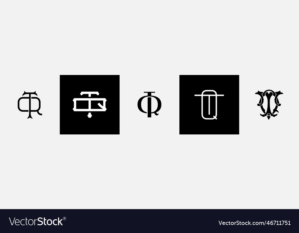 Initial letters tq monogram logo design bundle Vector Image