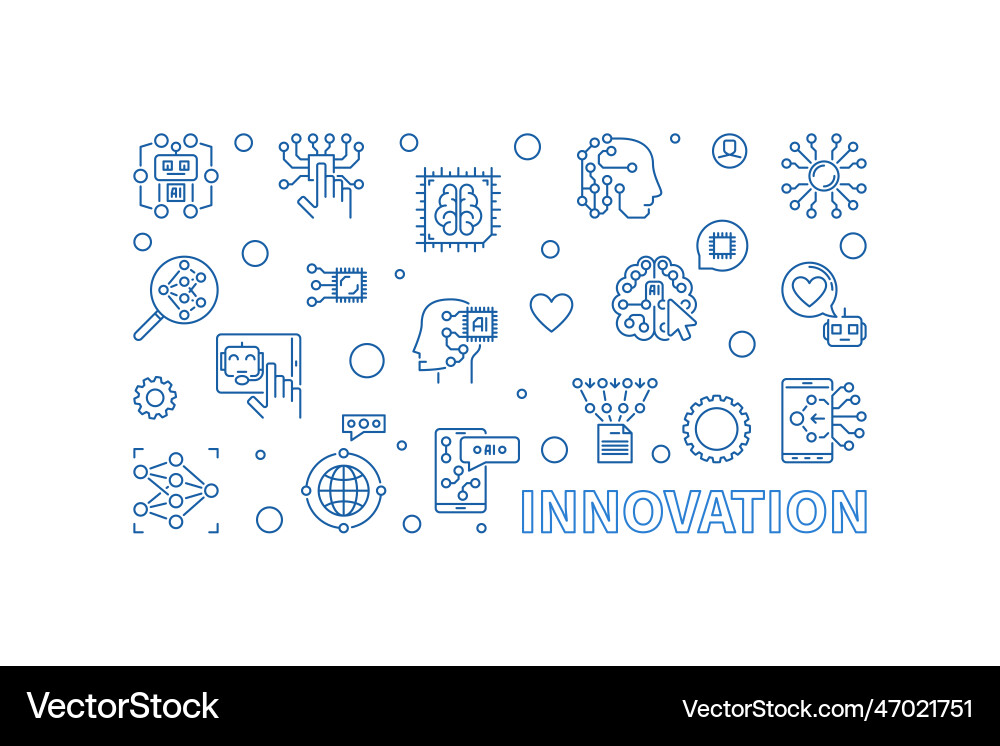 Innovation concept outline horizontal banner Vector Image