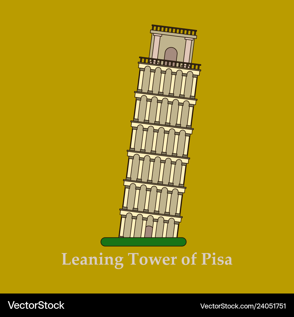 Leaning tower of pisa graphical hand-painted Vector Image