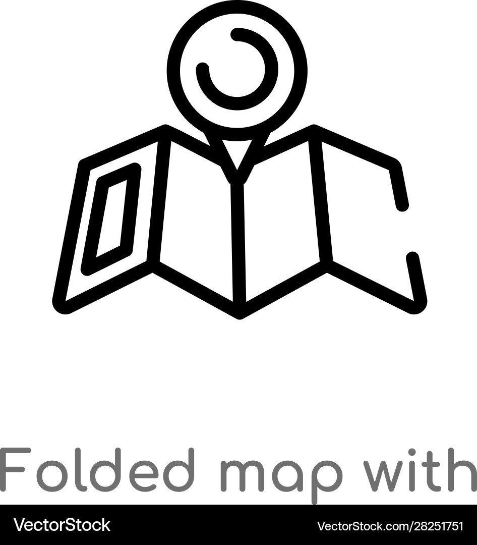 Outline folded map with placeholder icon isolated Vector Image