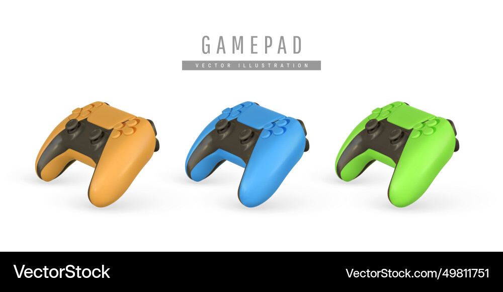 Realistic 3d game pad in cartoon style stick Vector Image