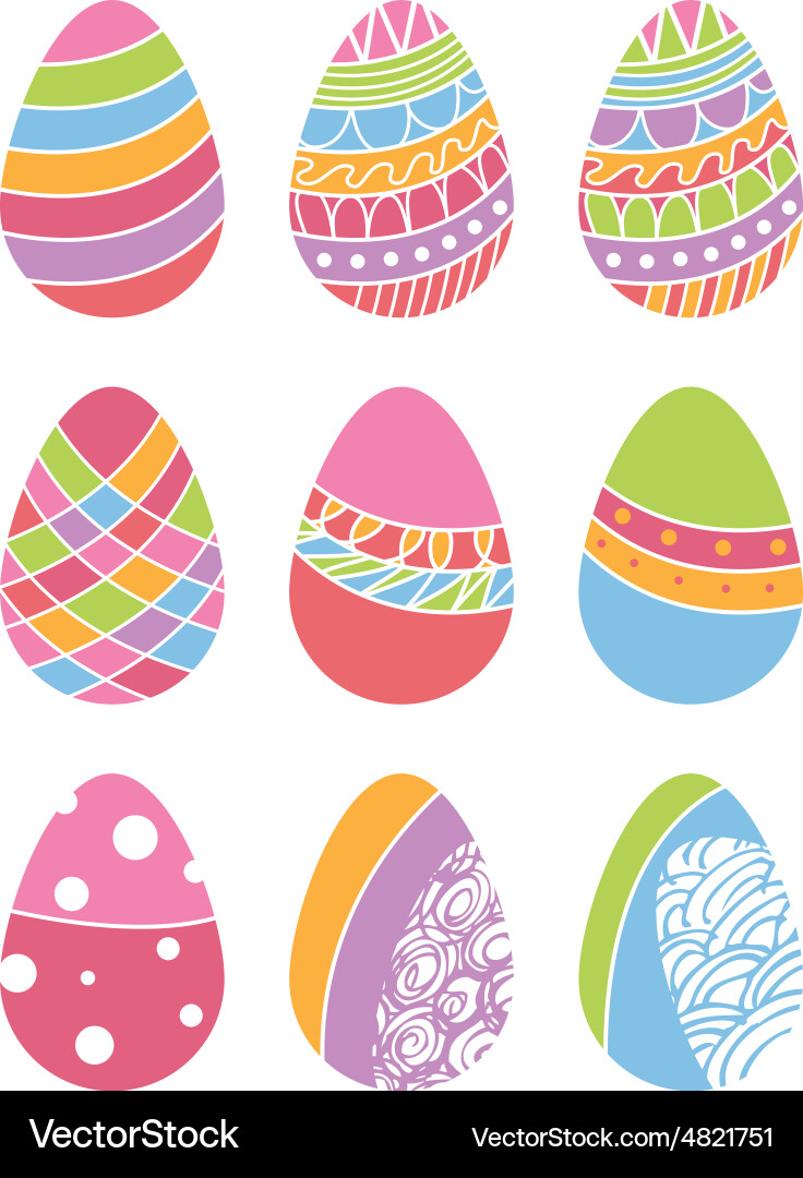 Set of easter eggs Royalty Free Vector Image - VectorStock