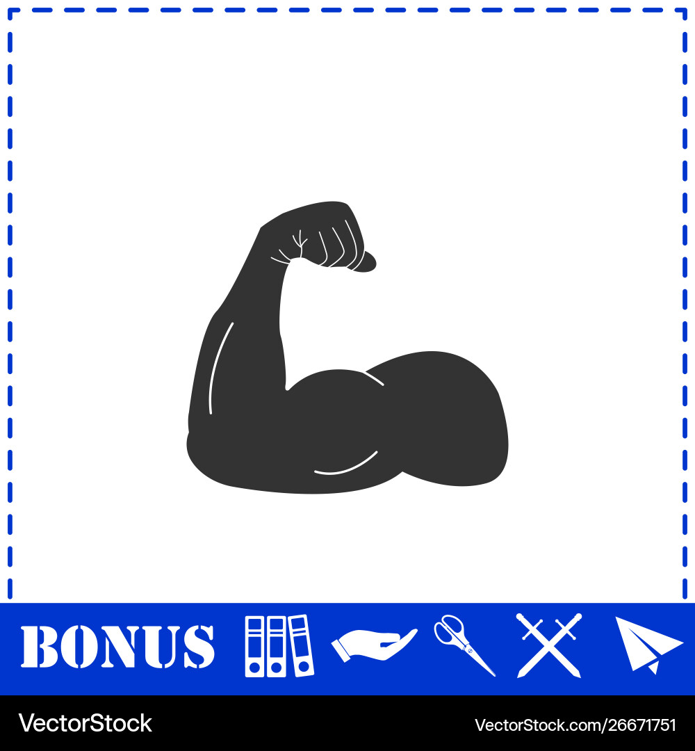 Strong flex arm icon flat Royalty Free Vector Image
