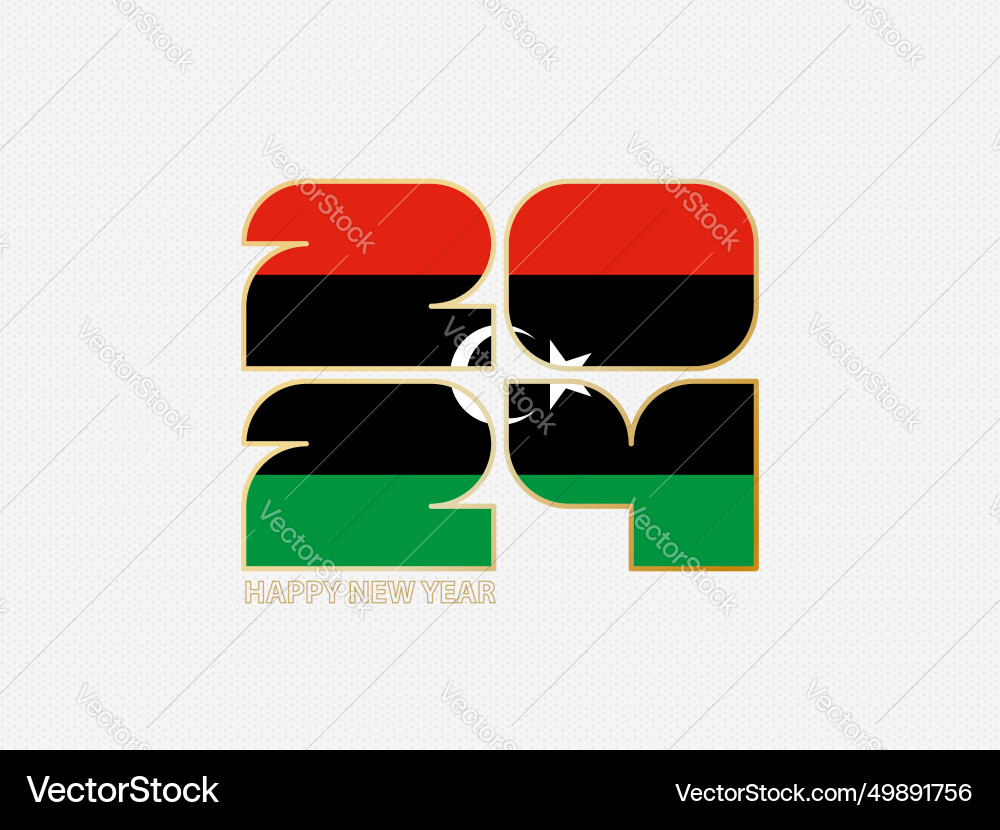 Abstract numbers 2024 with flag of libya Vector Image
