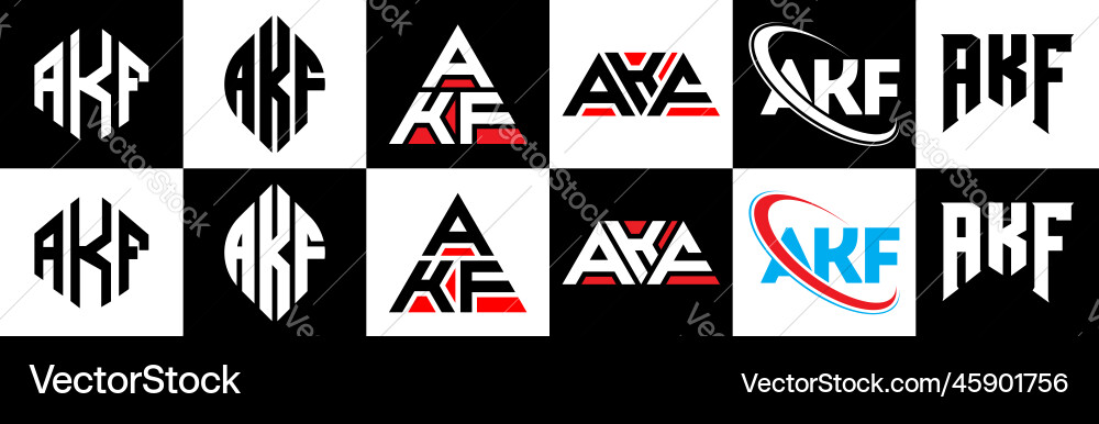 Akf letter logo design in six style polygon Vector Image