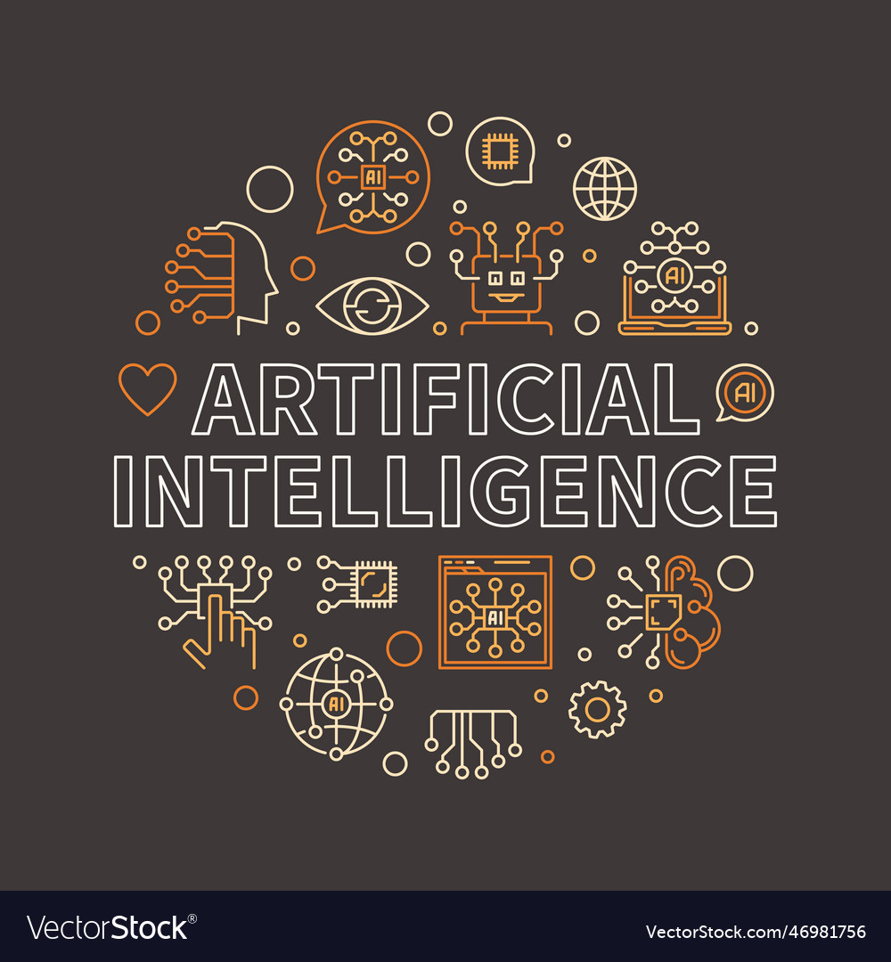 Artificial intelligence line round creative Vector Image