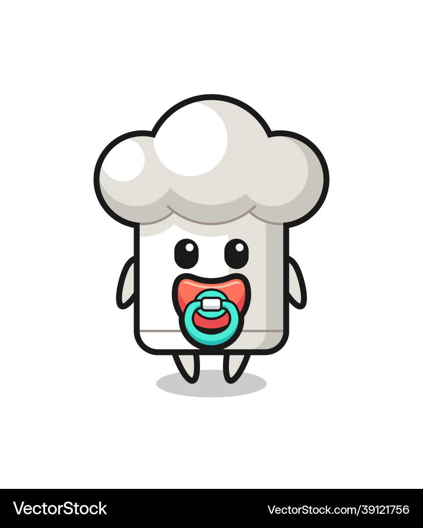 Baby chef hat cartoon character with pacifier Vector Image