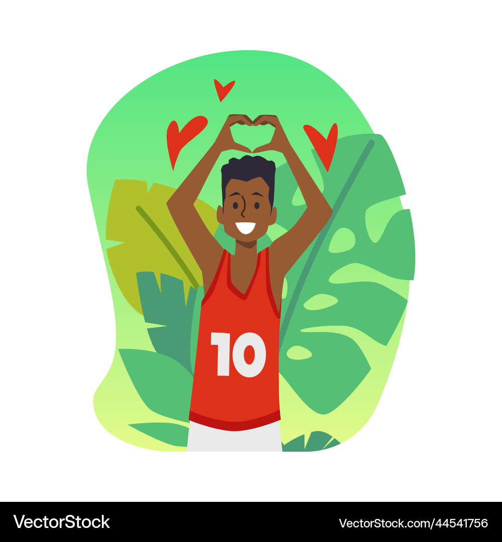 Banner or sticker label with cheerful man flat Vector Image