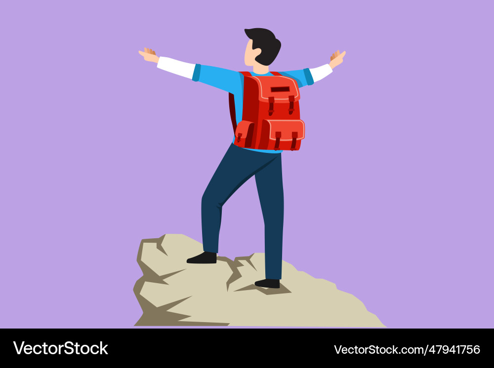 Cartoon flat style drawing climber man stands Vector Image