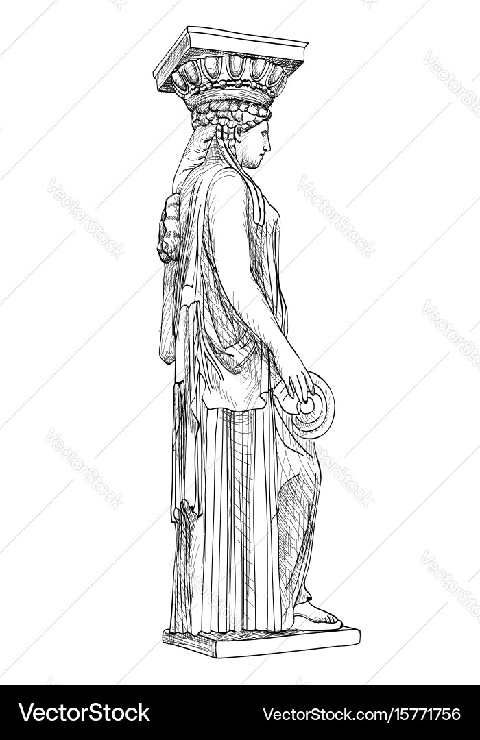 Caryatides statue pantheon famous column athens Vector Image