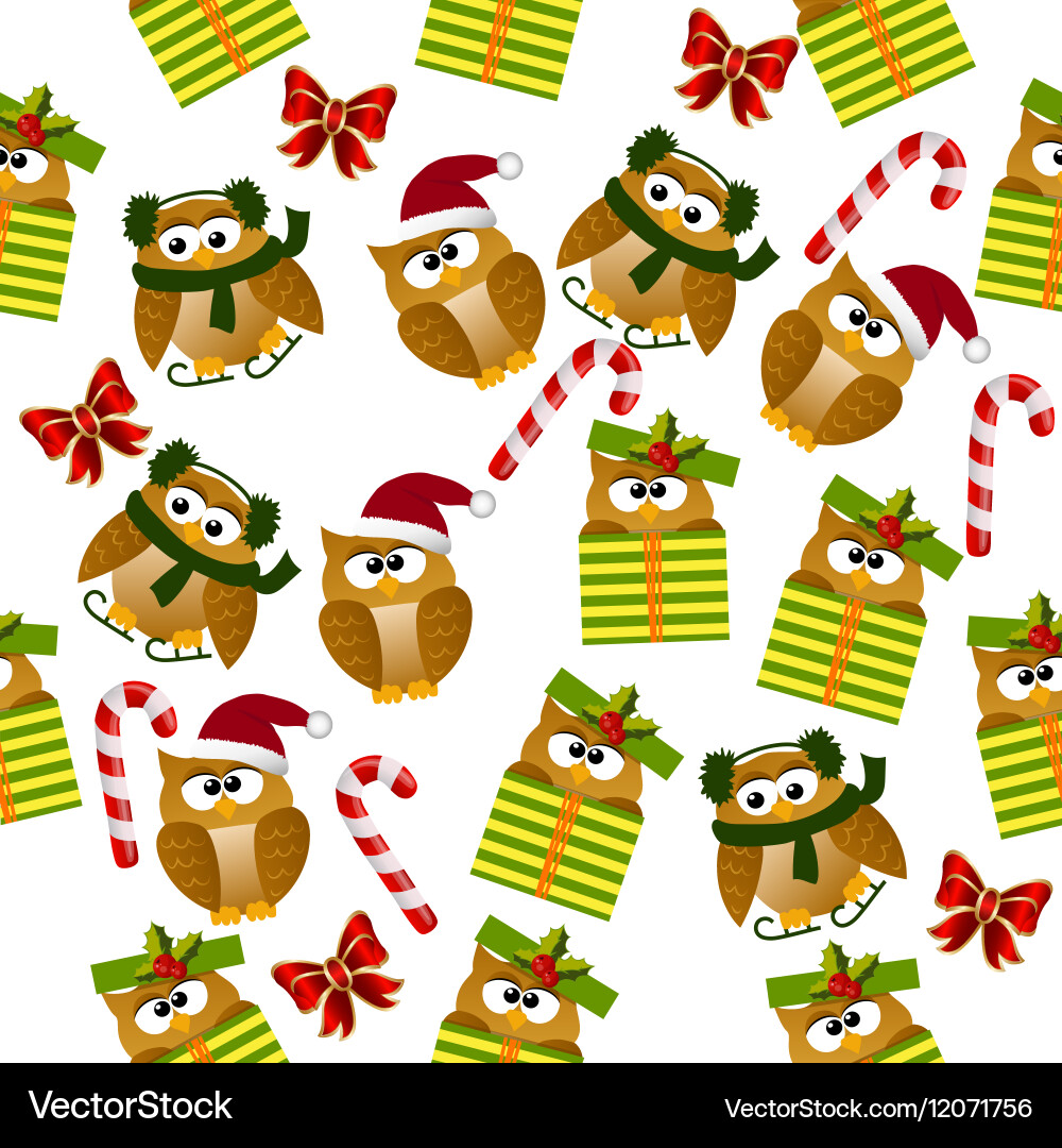 Christmas owl in santa hat Royalty Free Vector Image