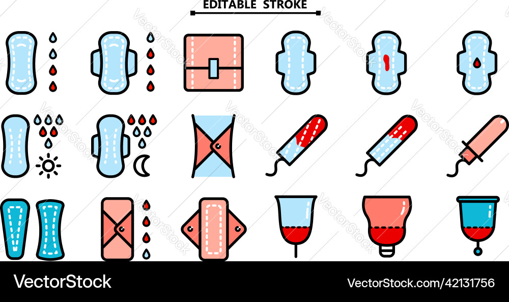 Feminine hygiene pad editable icon Royalty Free Vector Image