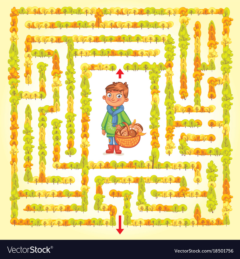 Help the character to find a way out of the maze Vector Image