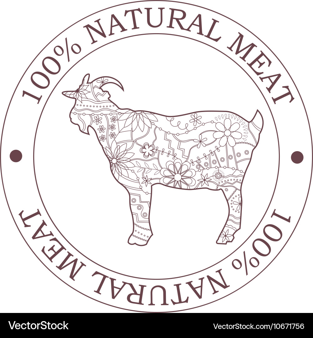 Natural meat stamp with goat Royalty Free Vector Image