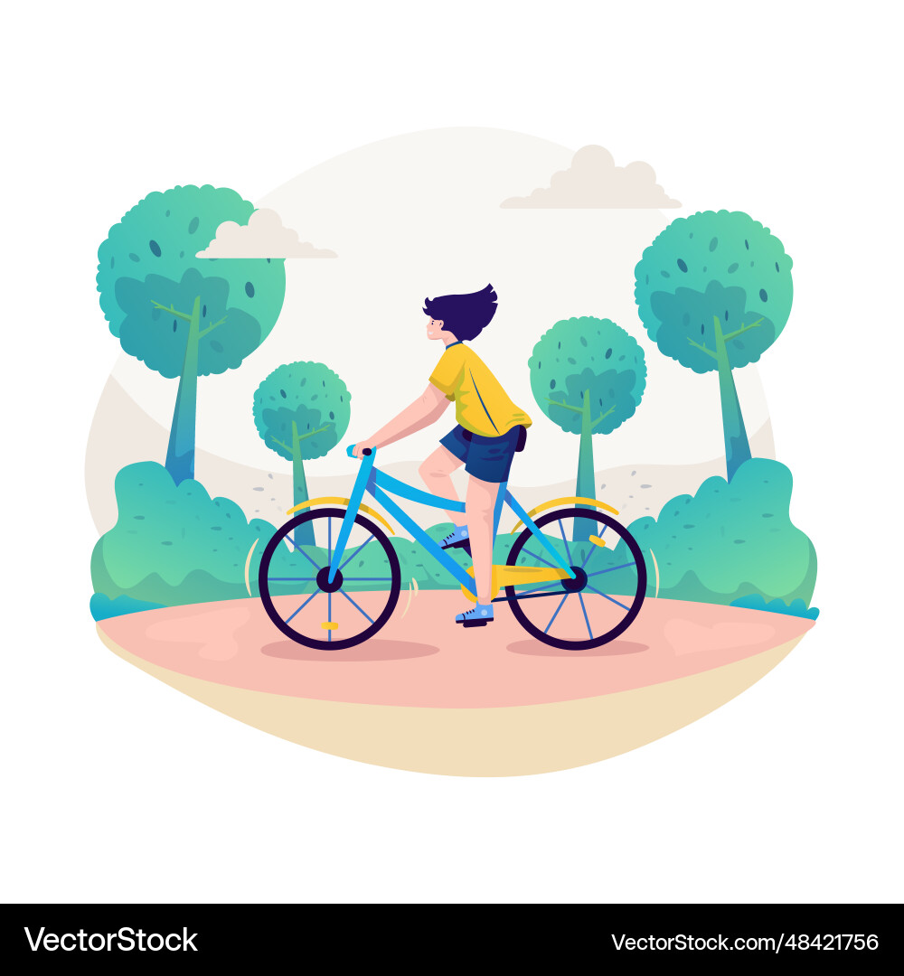 Riding a bicycle outdoor design Royalty Free Vector Image