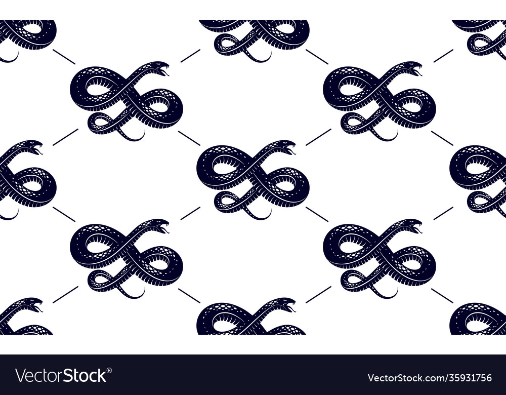 Seamless snakes pattern in vintage drawing style Vector Image
