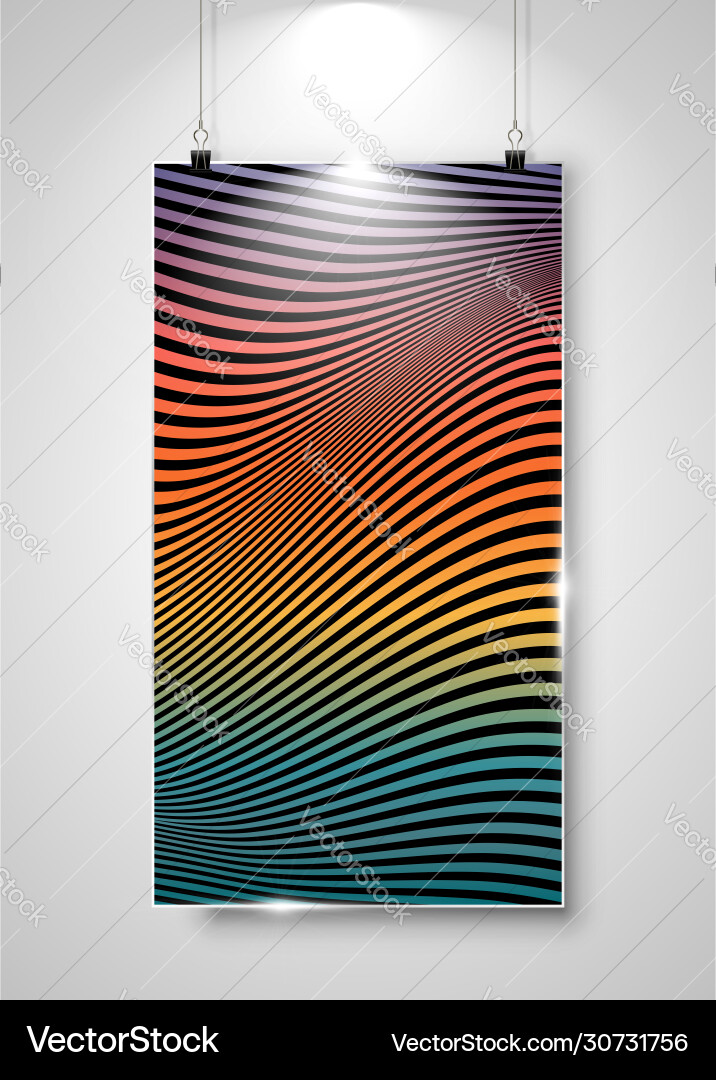Striped banner display with clip hanging on wall Vector Image