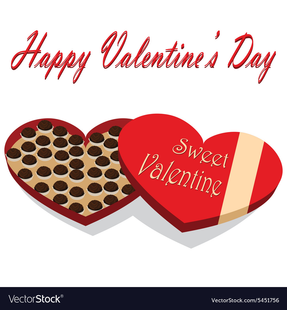 Valentines day box of chocolate candy white Vector Image