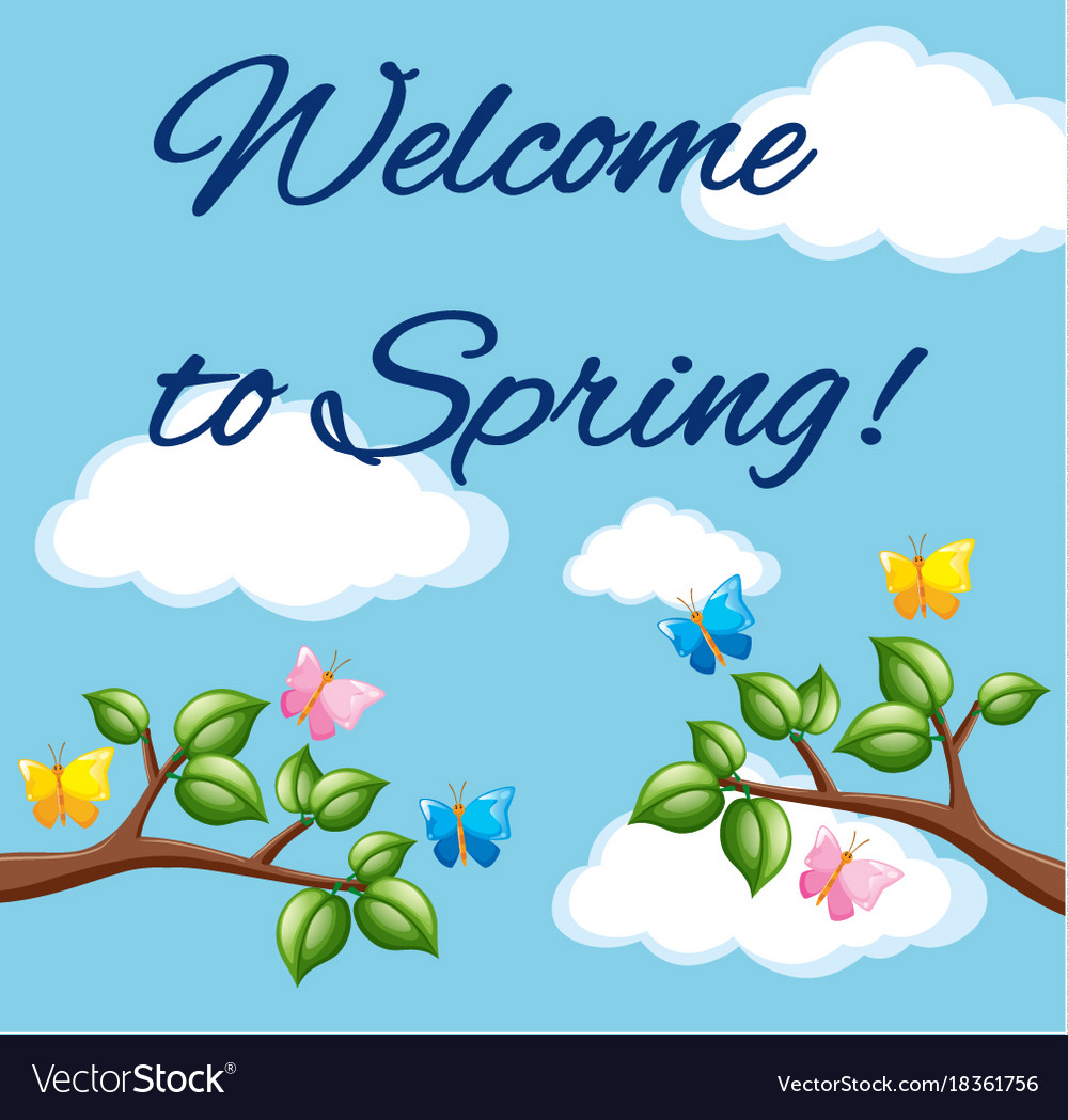 Welcome to spring poster with blue sky Royalty Free Vector