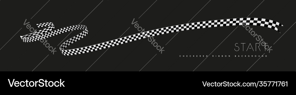 Checkered racing flag ribbon Royalty Free Vector Image