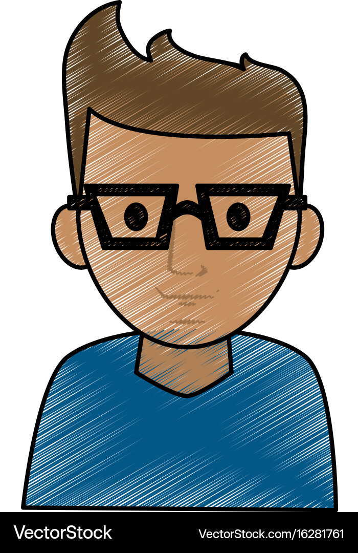 Colorful man with glasses doodle over white Vector Image