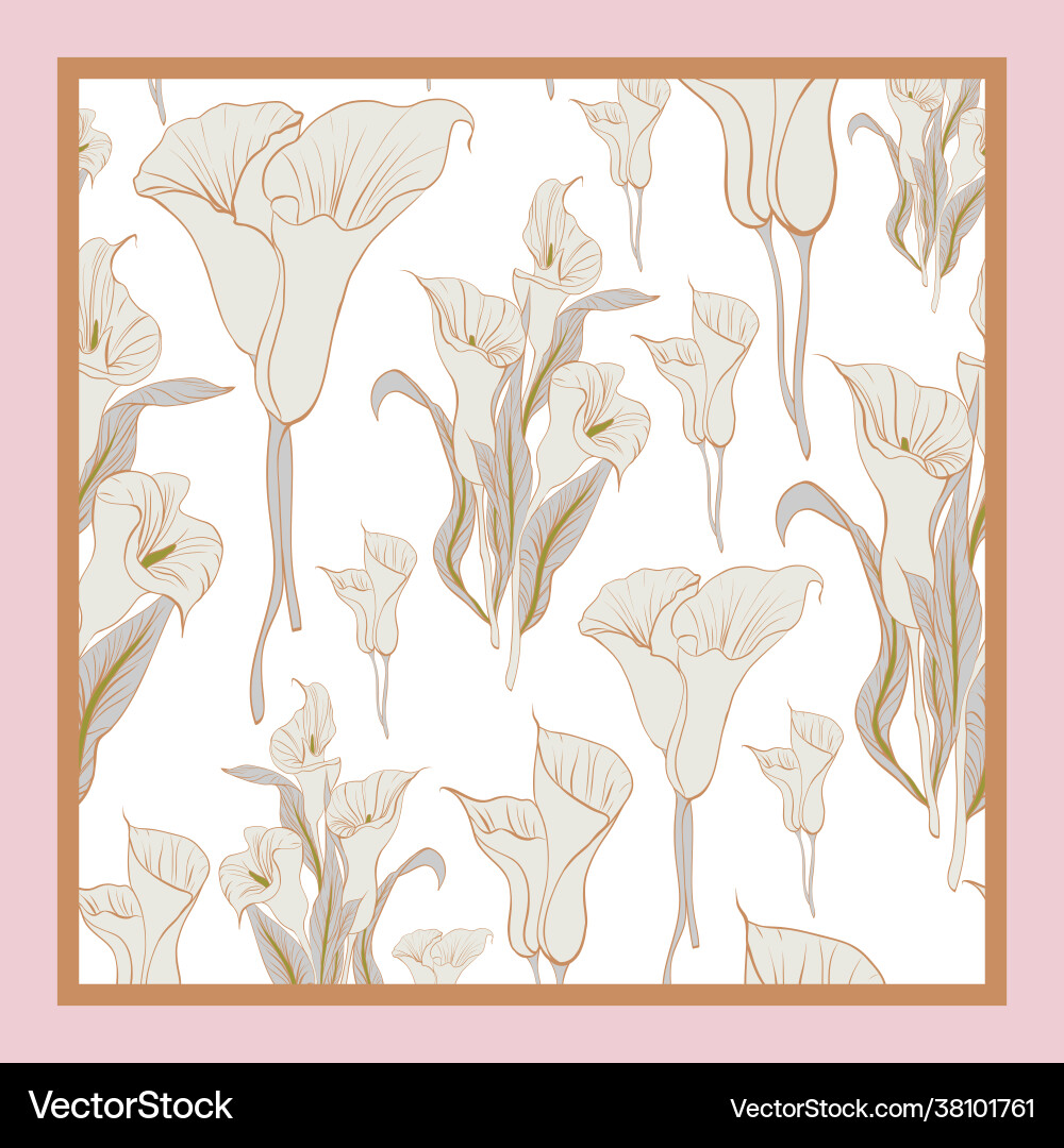 Delicate colors silk scarf with flowering Vector Image