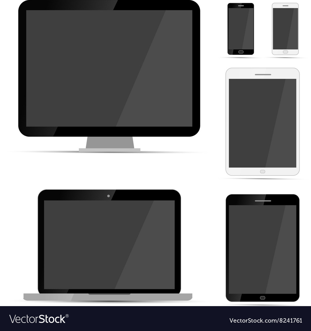 Display laptop tablets and phones mockups Vector Image