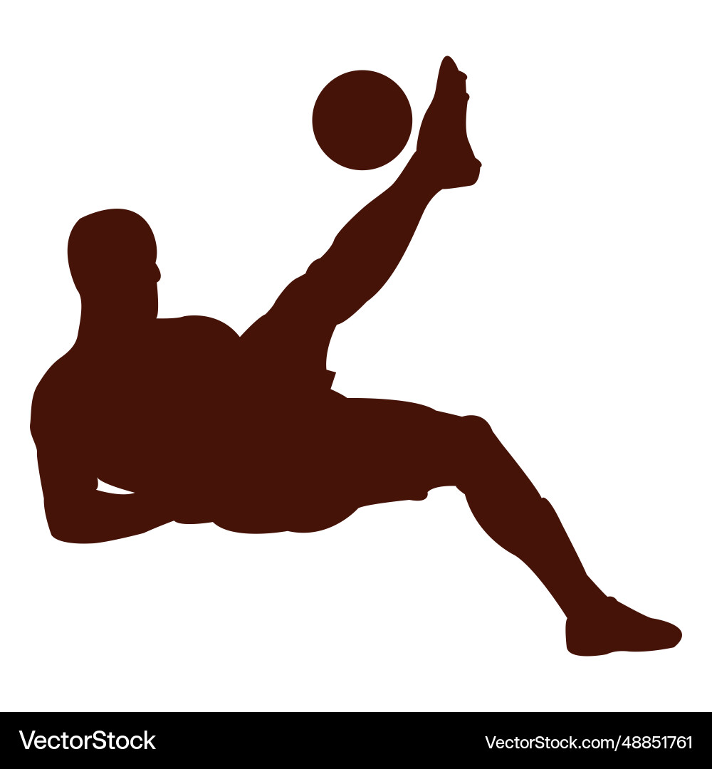Football kick scissors silhouette Royalty Free Vector Image