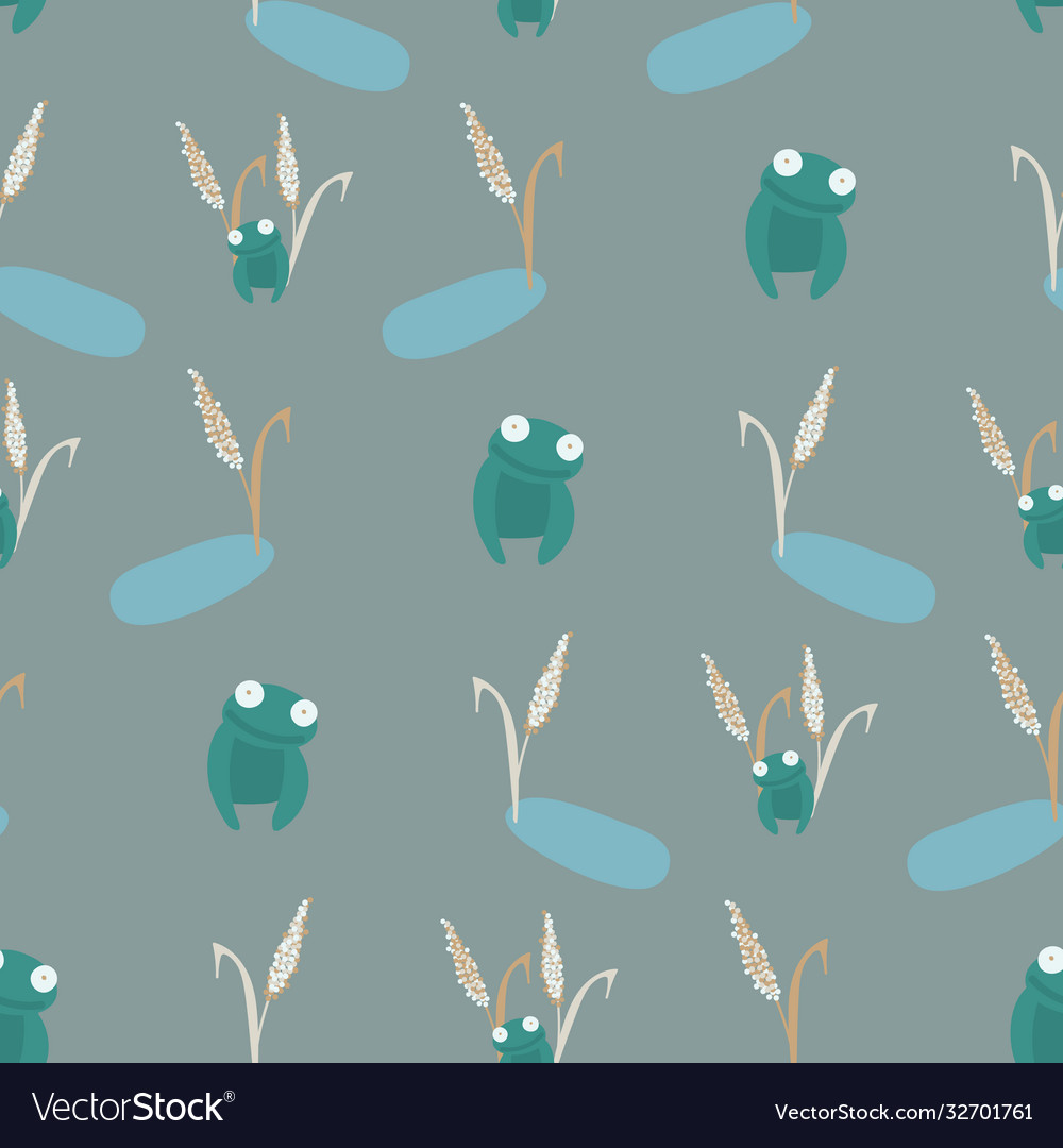 Friendly frogs seamless pattern Royalty Free Vector Image