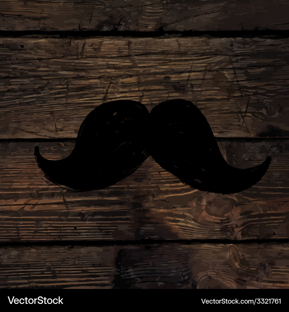 Moustache sign on wooden wall Royalty Free Vector Image