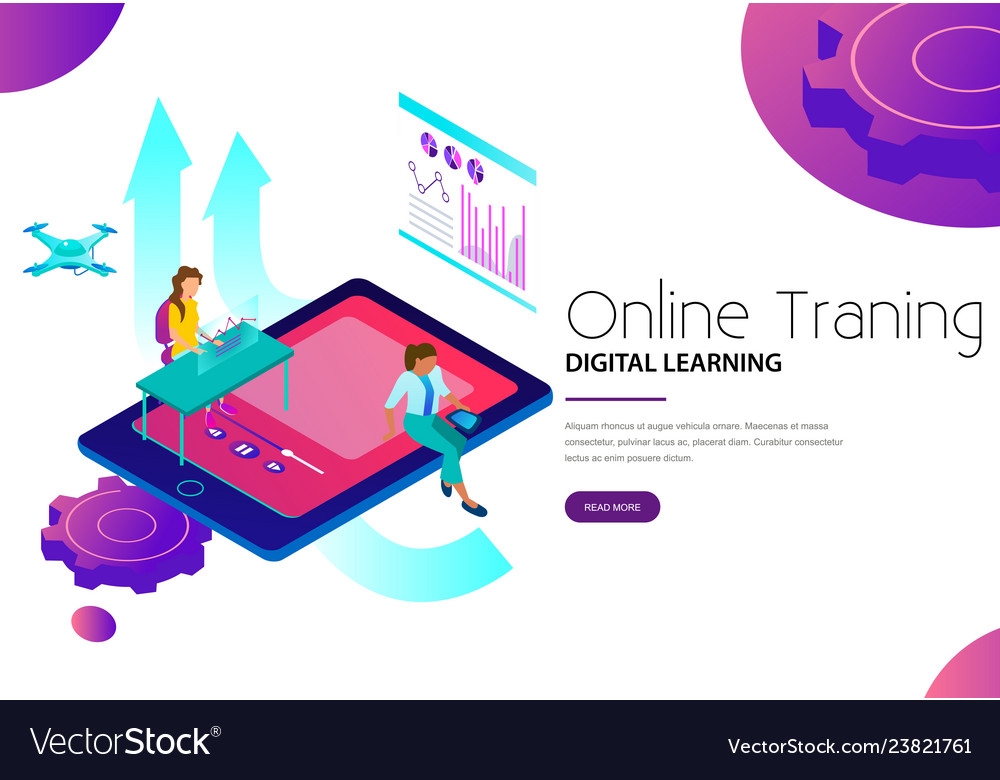 Online training digital learning landing web page Vector Image