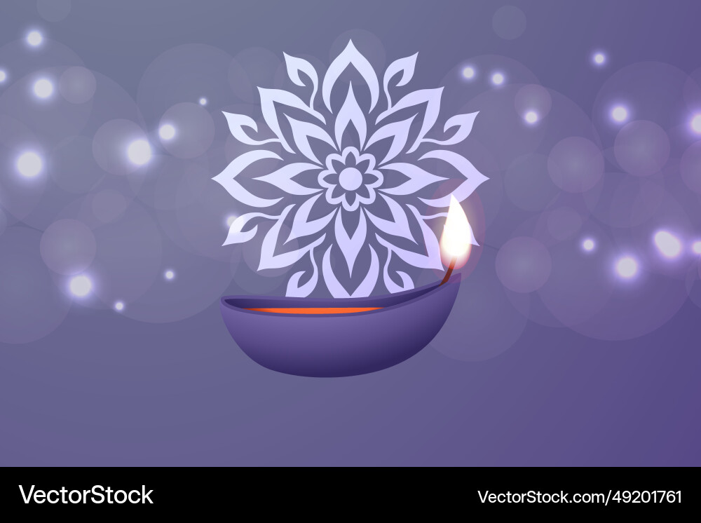 Purple diwali background with white mandala Vector Image