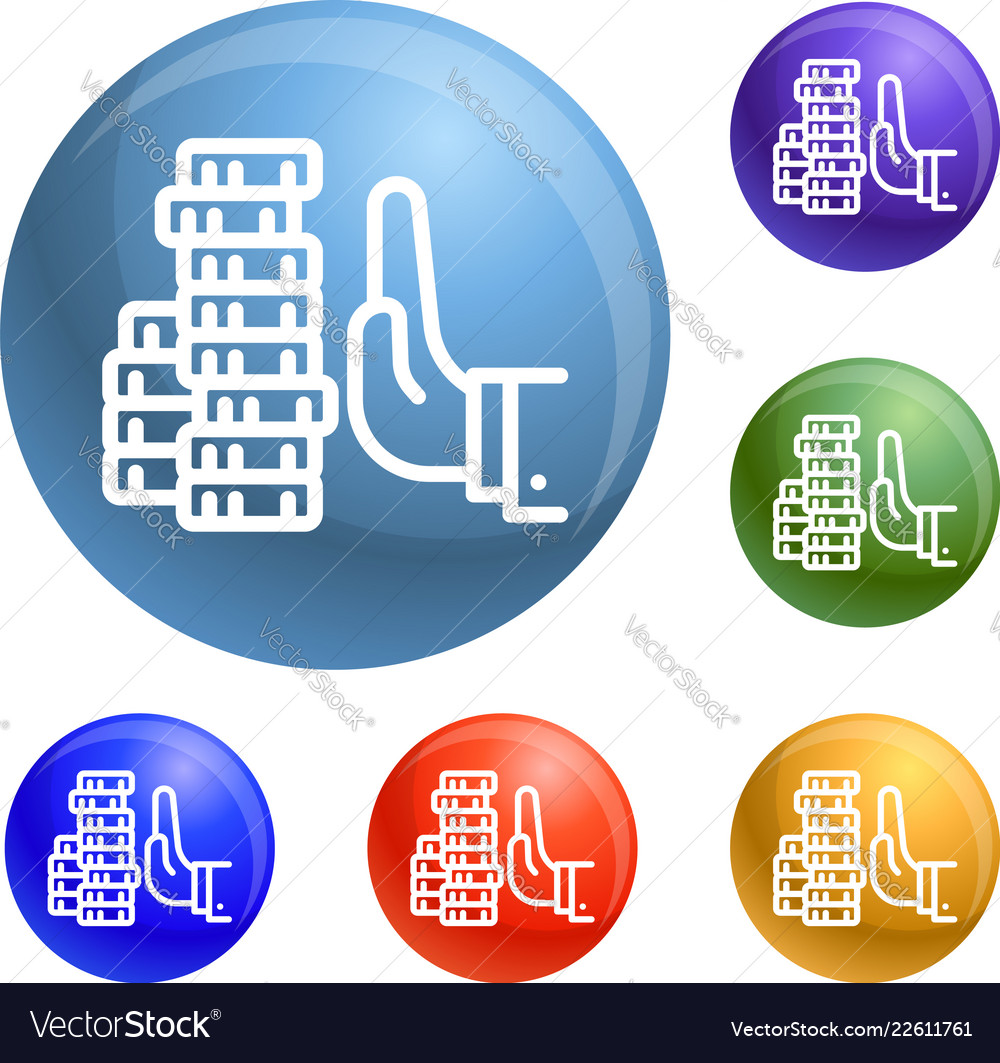 Reject money bribery icons set Royalty Free Vector Image