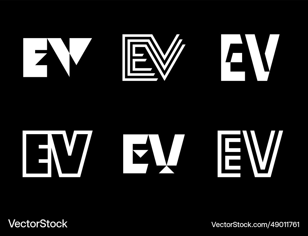 Set of letter ev logos Royalty Free Vector Image