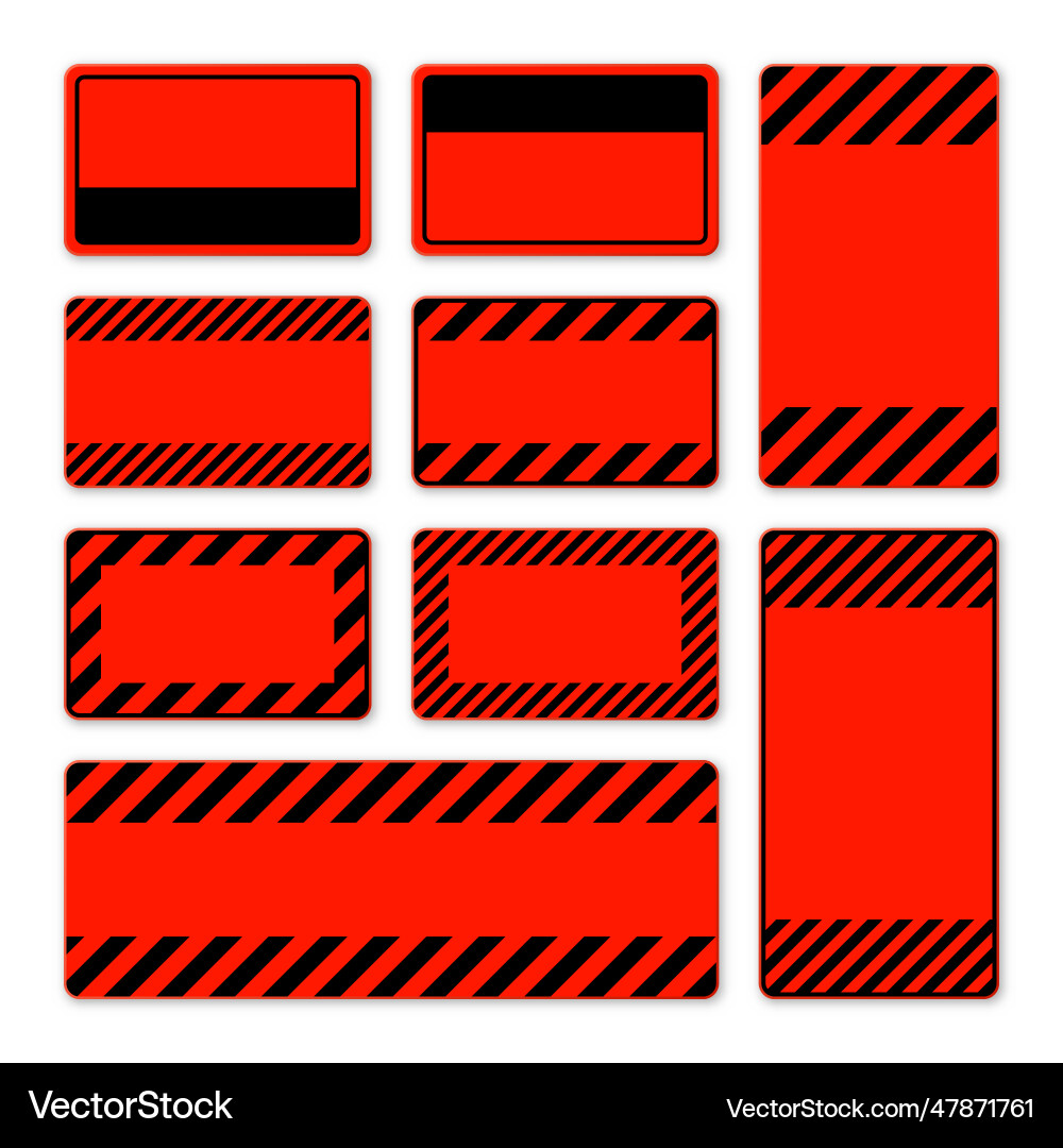 Various blank red warning signs with diagonal Vector Image