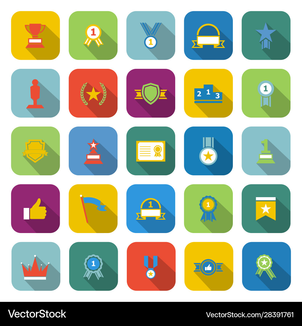 Winner color icons with long shadow Royalty Free Vector