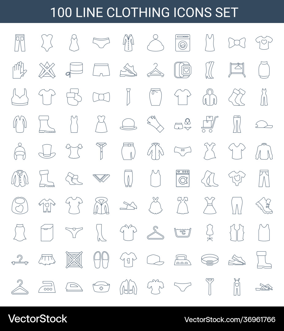 100 clothing icons Royalty Free Vector Image - VectorStock