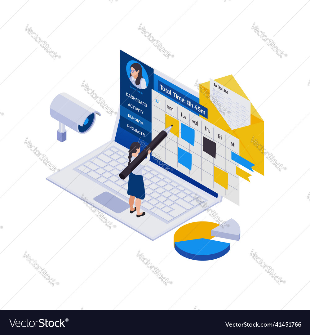 Distant project management composition Royalty Free Vector
