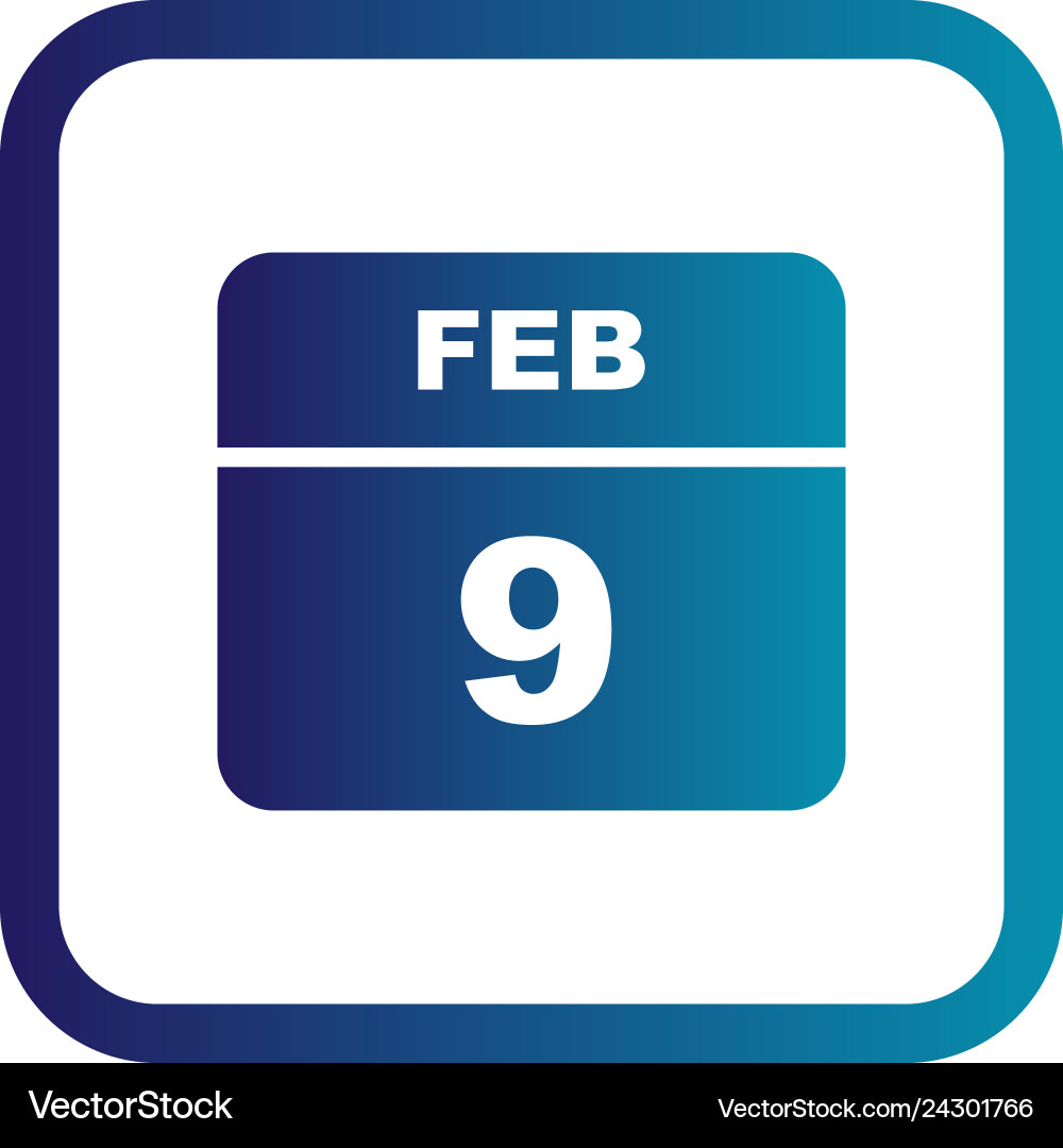 February date on a single day calendar Royalty Free Vector