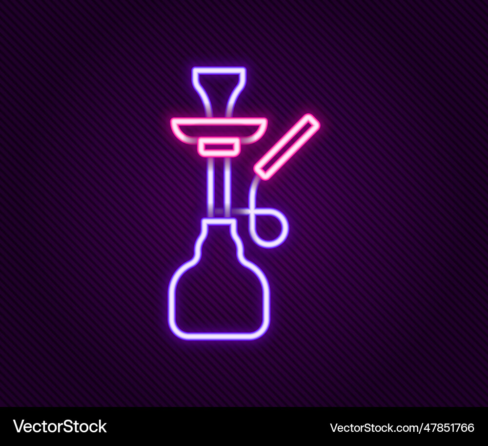 Glowing neon line hookah icon isolated on black Vector Image